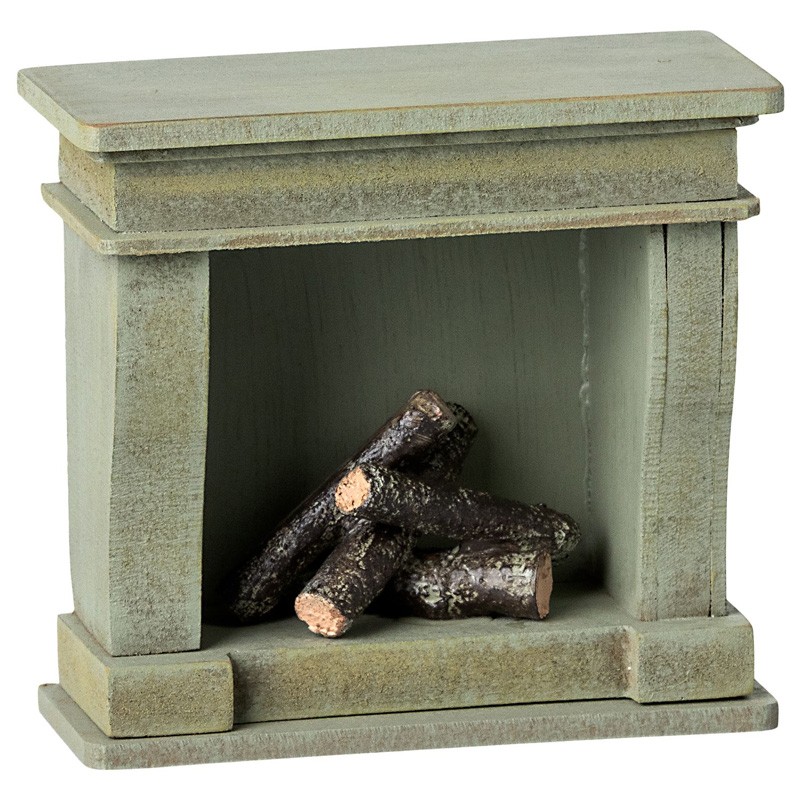 Maileg miniature fireplace, mint